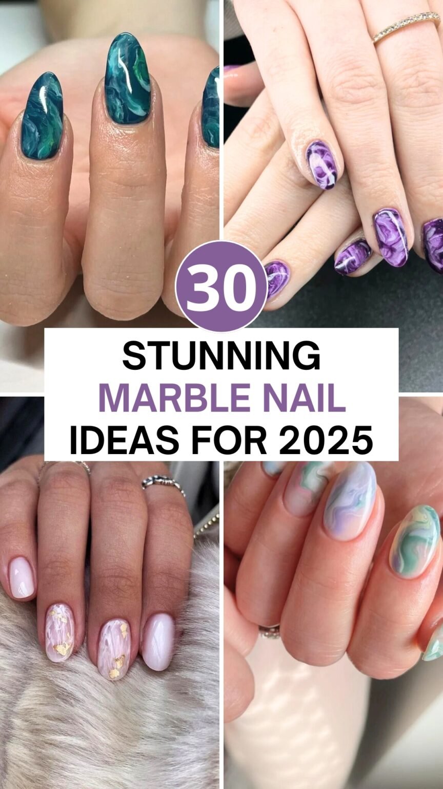 30 Stunning Marble Nail Ideas for 2025 – Fashion Trend Hacks