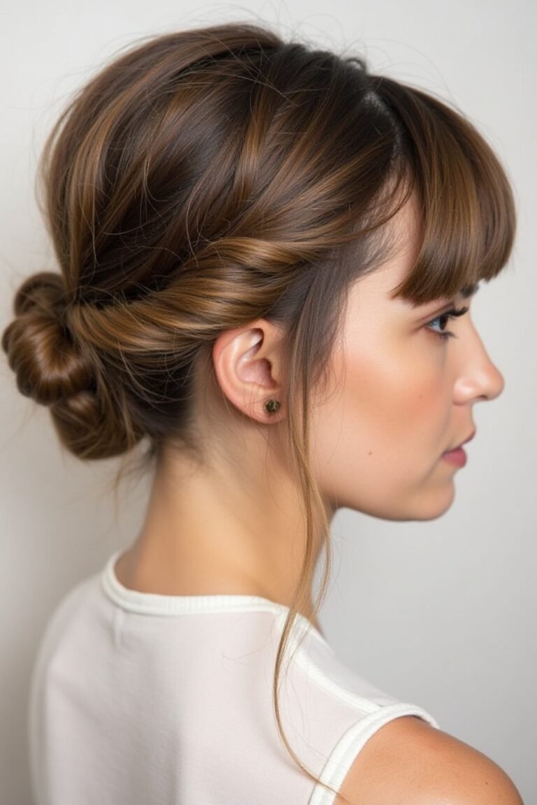 26 Elegant Bun with Bangs Hairstyle Ideas 2025 – Fashion Trend Hacks