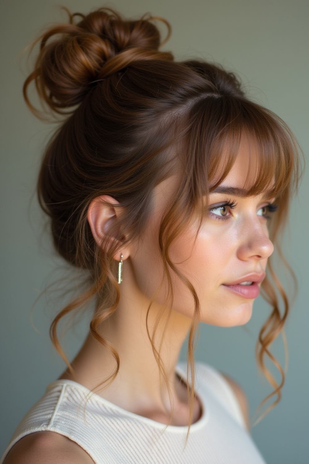 26 Elegant Bun with Bangs Hairstyle Ideas 2025 – Fashion Trend Hacks