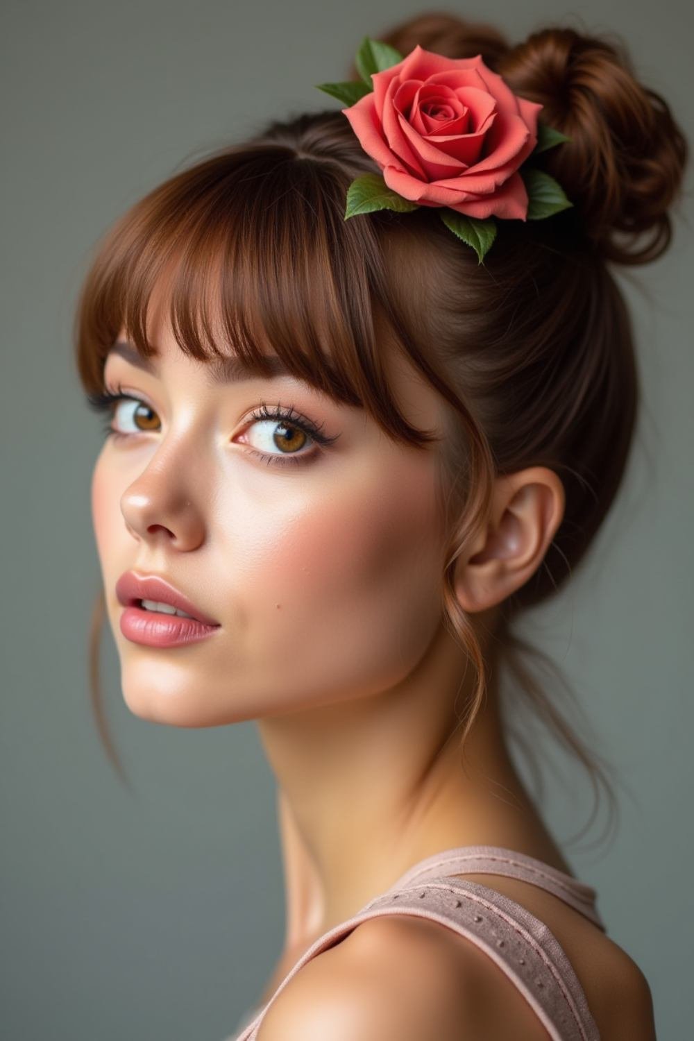 26 Elegant Bun with Bangs Hairstyle Ideas 2025 – Fashion Trend Hacks