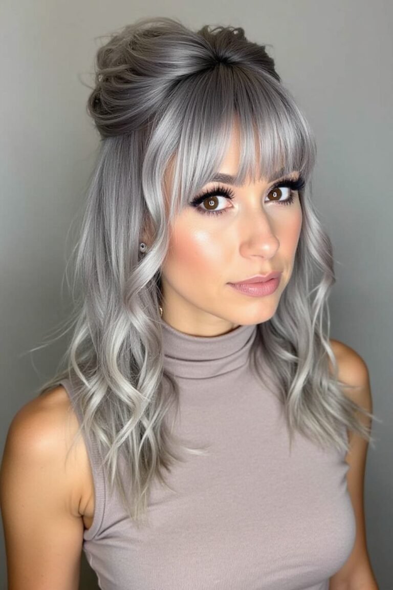 23 Grey Hairs with Bangs Hairstyle Ideas 2025 – Fashion Trend Hacks