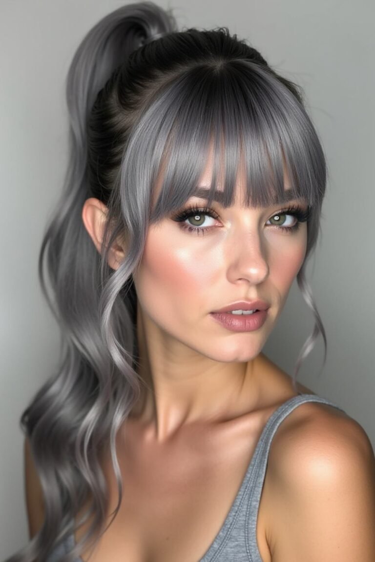 23 Grey Hairs with Bangs Hairstyle Ideas 2025 – Fashion Trend Hacks