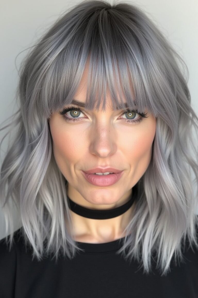23 Grey Hairs with Bangs Hairstyle Ideas 2025 – Fashion Trend Hacks