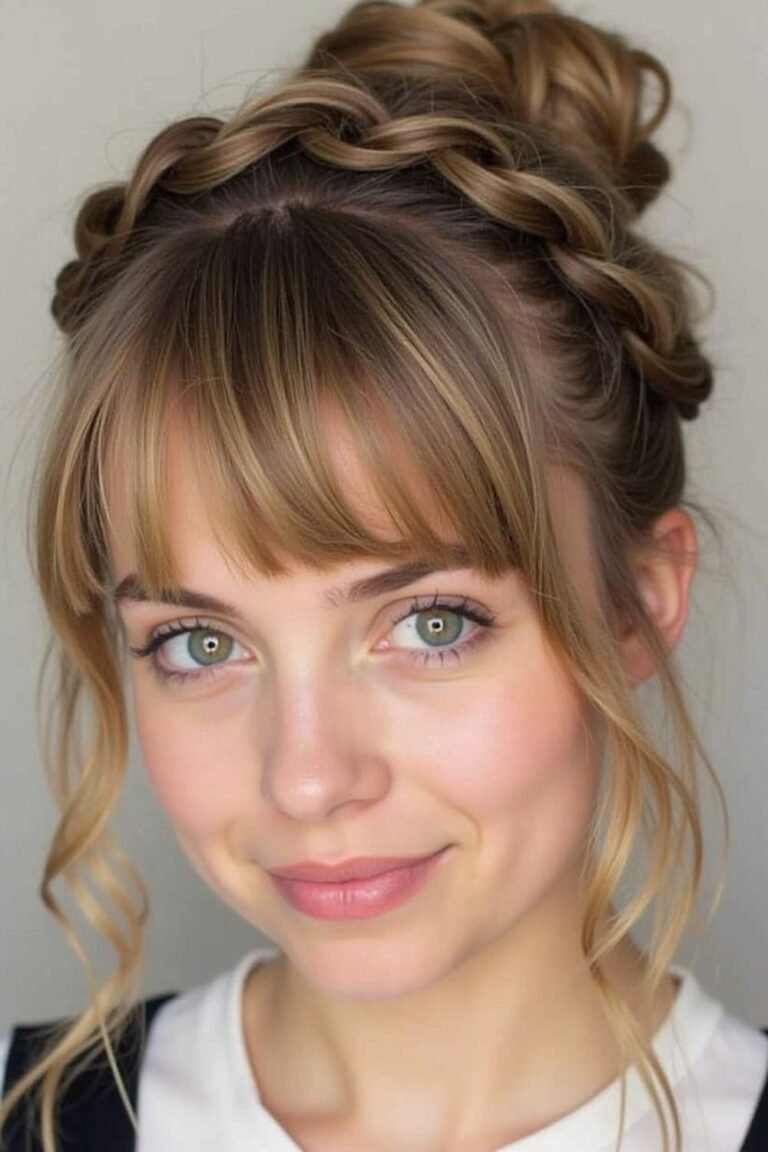22 Stunning Updo Hairstyles with Bangs for 2025 – Fashion Trend Hacks